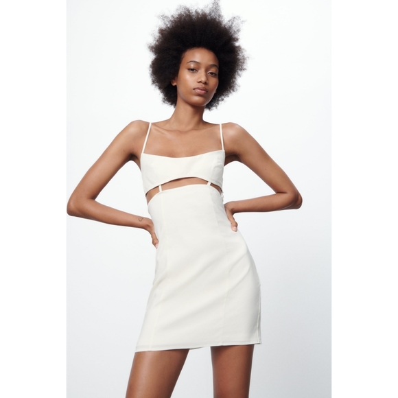 Zara | Dresses | Zara White Mini Dress With Cut Outs | Poshmark
